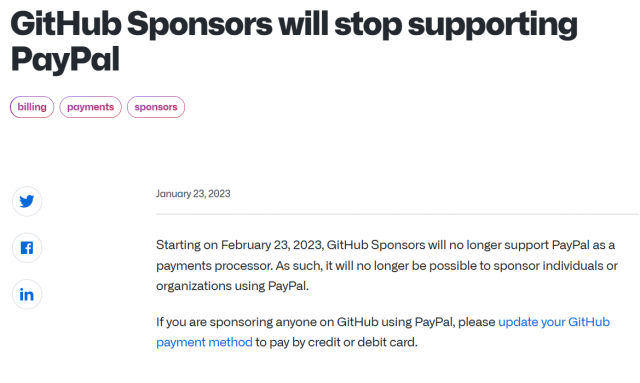 泄露3.5万用户数据后 微软GitHub项目打赏功能不再支持PayPal付款_TMT观察网